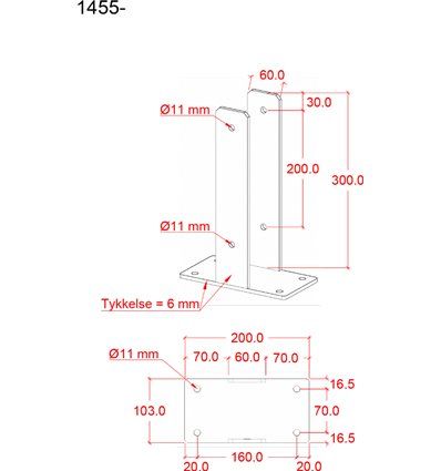 U-stolpefod til fundament - 9×9×30 cm