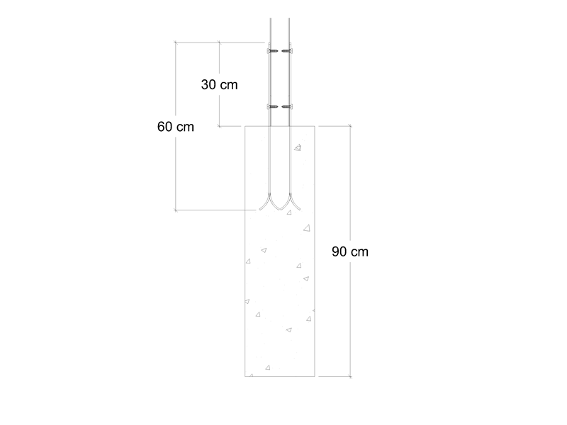 PLUS universel stolpefod til nedstøbning - 4x60cm